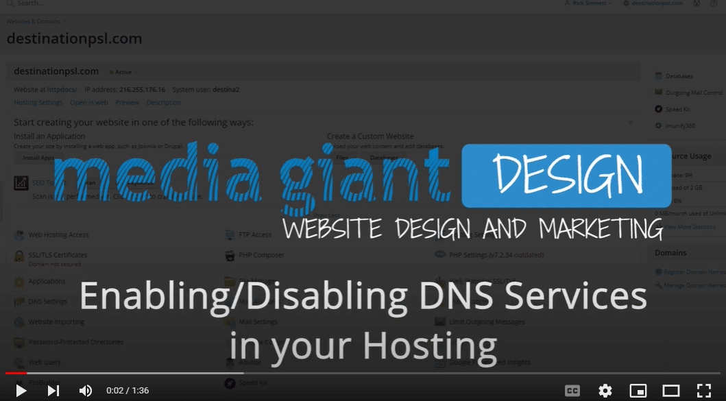 Disabling DNS Service In Your Hosting - Media Giant Design